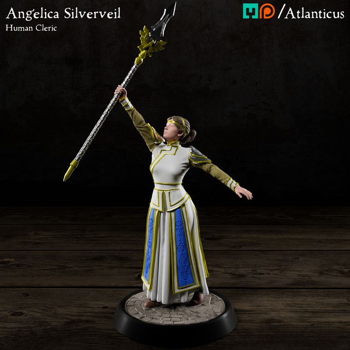 3D Printable Human Female Cleric - Angelica Silverveil by Atlanticus Arts