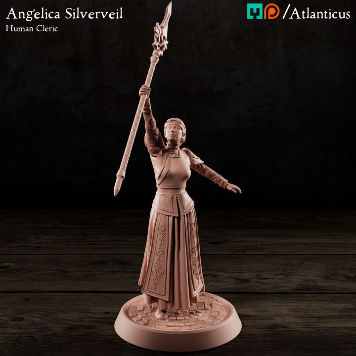 3D Printable Human Female Cleric - Angelica Silverveil by Atlanticus Arts