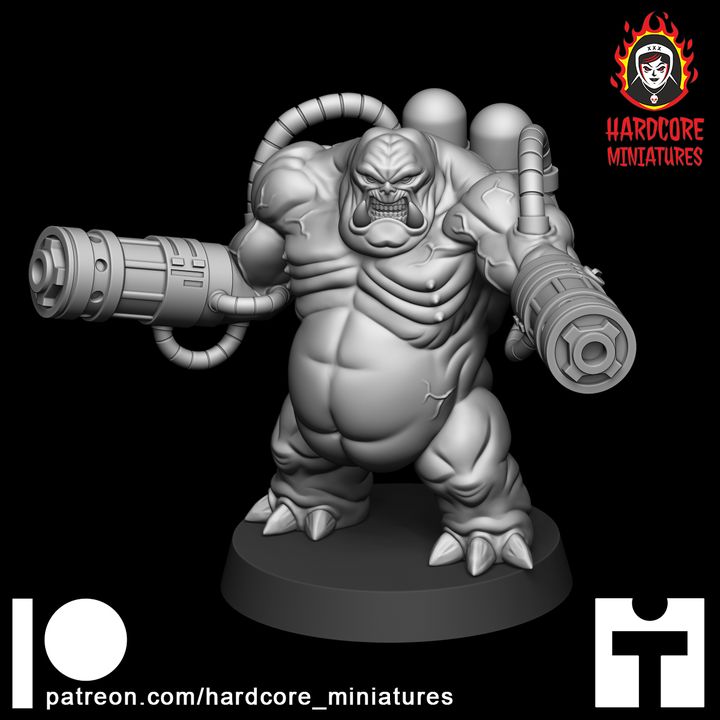 3D Printable Fat Demon Firing Left by Hardcore Miniatures