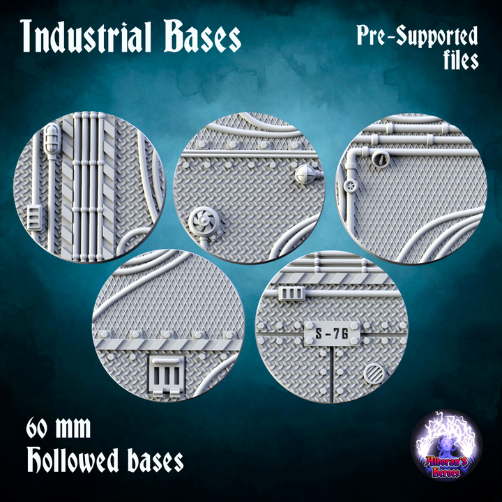 3D Printable Industrial bases - 60mm by Alboran's Heroes