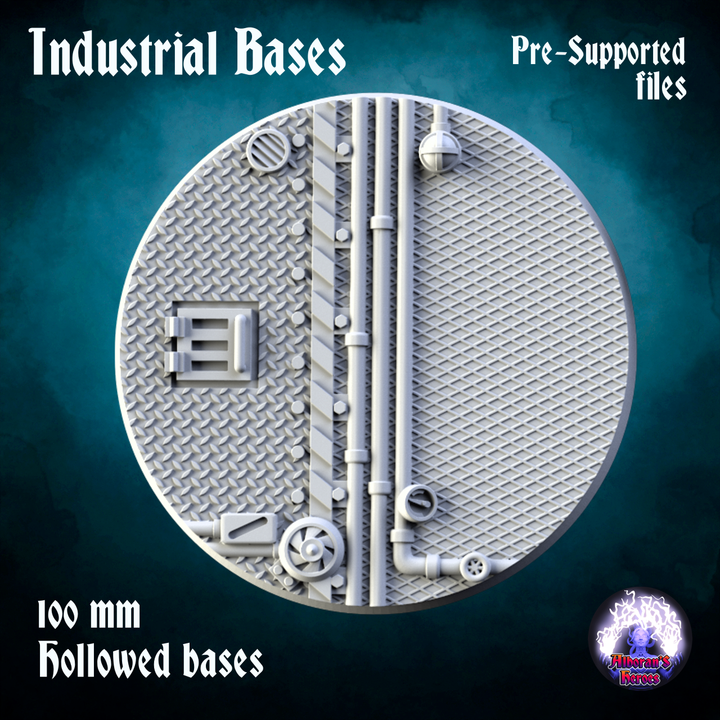 3D Printable Industrial bases - 100mm - V1 by Alboran's Heroes