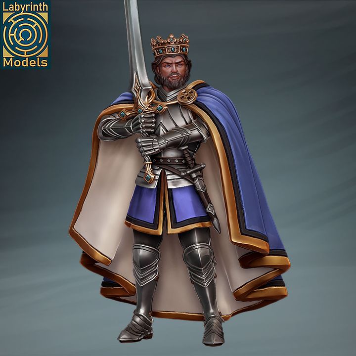 3D Printable King Arthur - 32mm scale by Labyrinth Models
