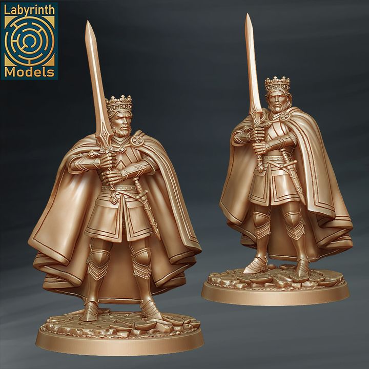 3D Printable King Arthur - 32mm scale by Labyrinth Models