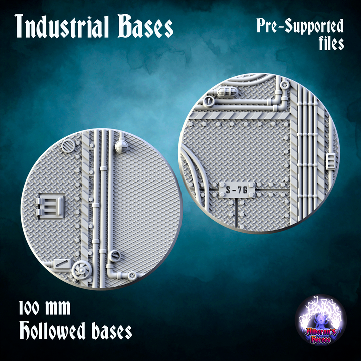 3D Printable Industrial bases - 100mm by Alboran's Heroes
