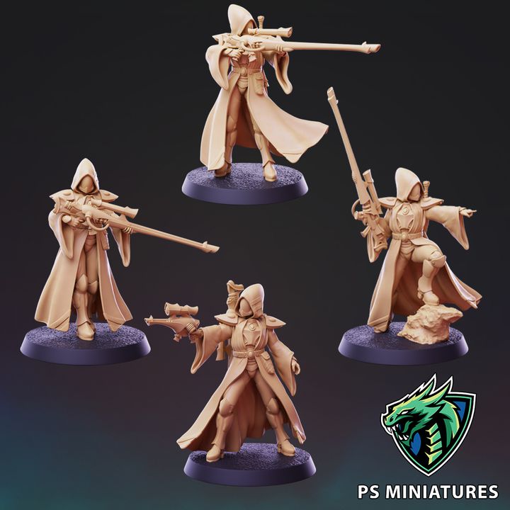 3D Printable Space Elf - Male Snipers - Bundle by PSMiniatures