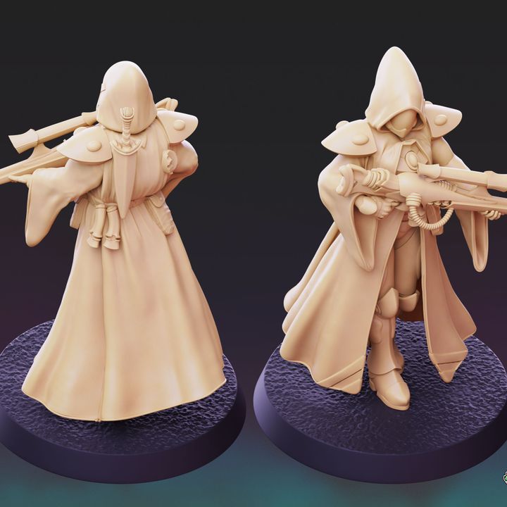 3D Printable Space Elf - Male Snipers - Bundle by PSMiniatures