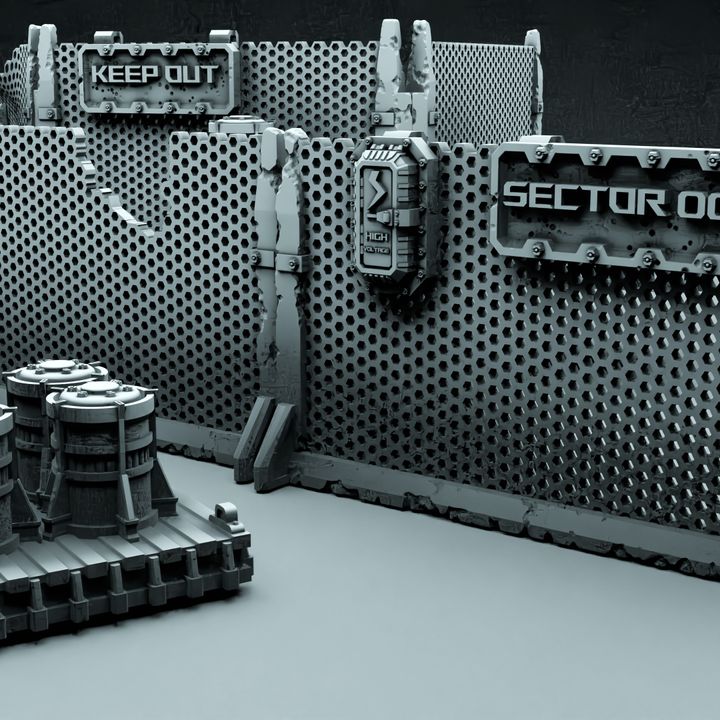 3D Printable Grimdark Sci Fi Security Fence - Tabletop Terrain by Lex ...