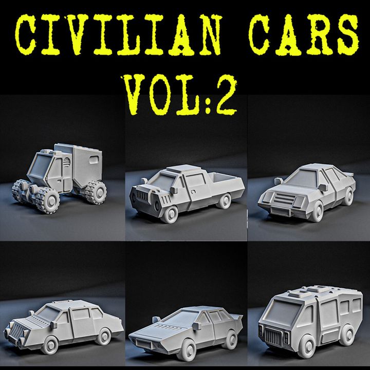 3D Printable Civilian Cars Vol:2 by Iliada Game Studio