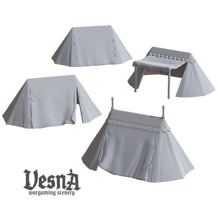 3D Printable MEDIEVAL SMALL TENTS by VESNA SCULPTS