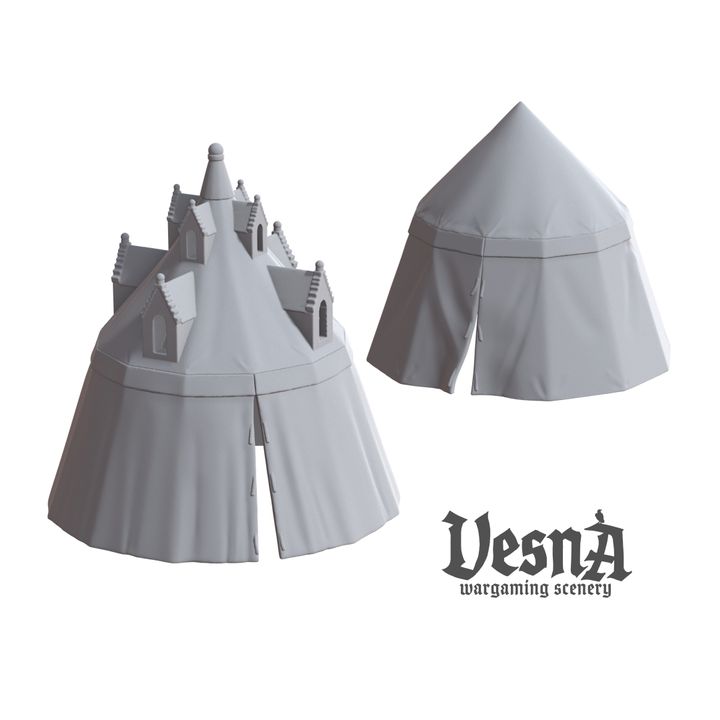 3D Printable MEDIEVAL LARGE ROUND TENTS by VESNA SCULPTS