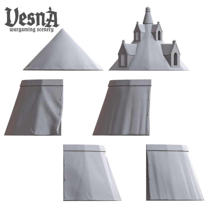 3D Printable MEDIEVAL LARGE ROUND TENTS by VESNA SCULPTS