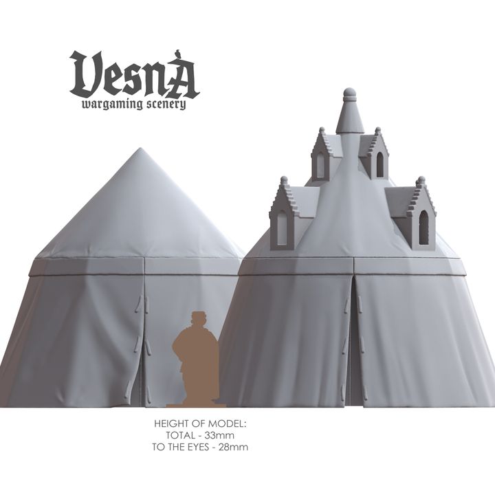 3D Printable MEDIEVAL LARGE ROUND TENTS by VESNA SCULPTS