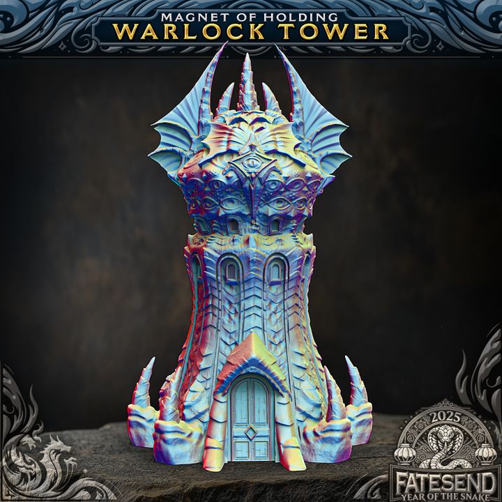 3D Printable Warlock Tower Magnet of Holding - SUPPORT FREE! by FatesEnd