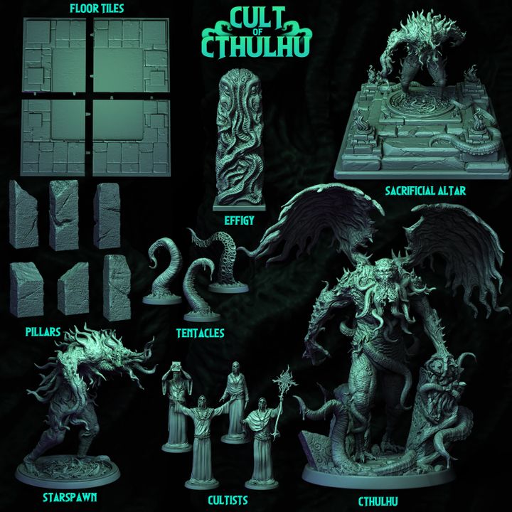 3D Printable Cult of Cthulhu - Miniatures + Terrain Collection by NS ...