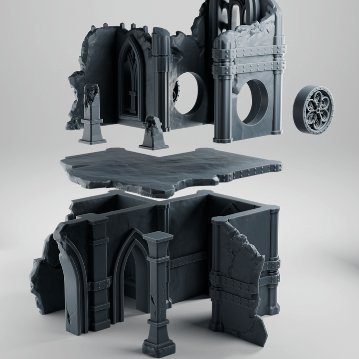 3D Printable Church ruin for board game 28 mm / 32 mm by Mael