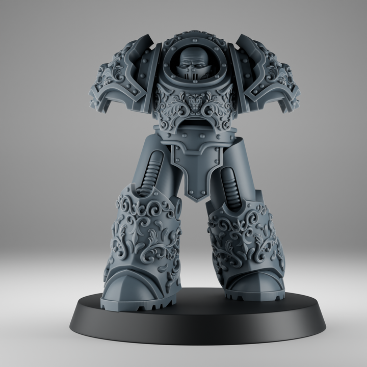 3D Printable Steel paladin - heavy guard floral baroque style by Mael
