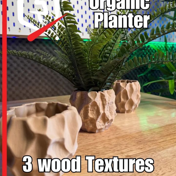 3D Printable Organic Planters– Wood Texture Edition by Plastic 3d