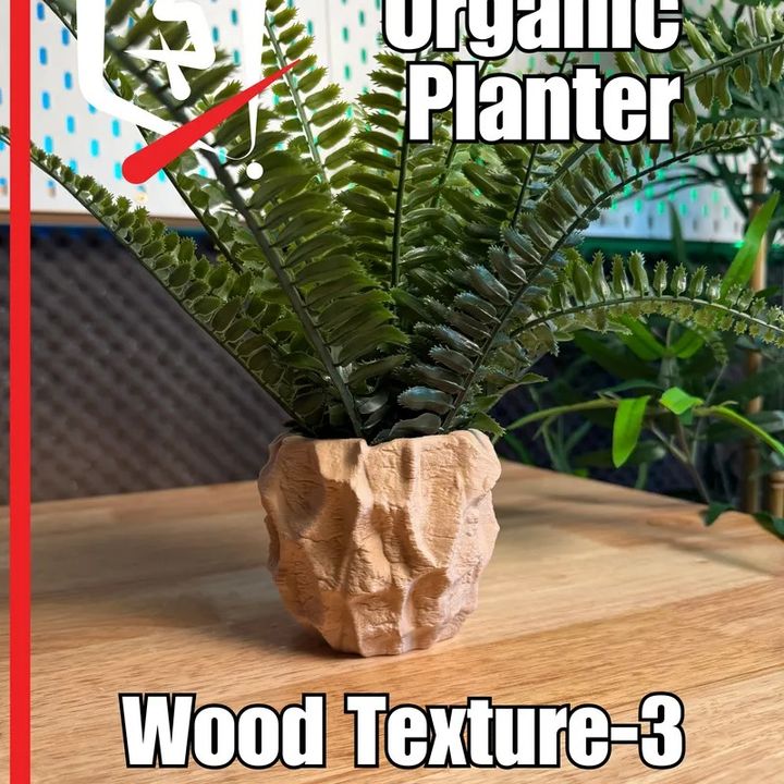 3D Printable Organic Planters– Wood Texture Edition by Plastic 3d