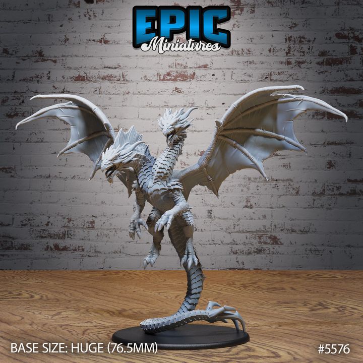 3D Printable Two Headed Dragon Flying / Legendary Drake / Mountain ...