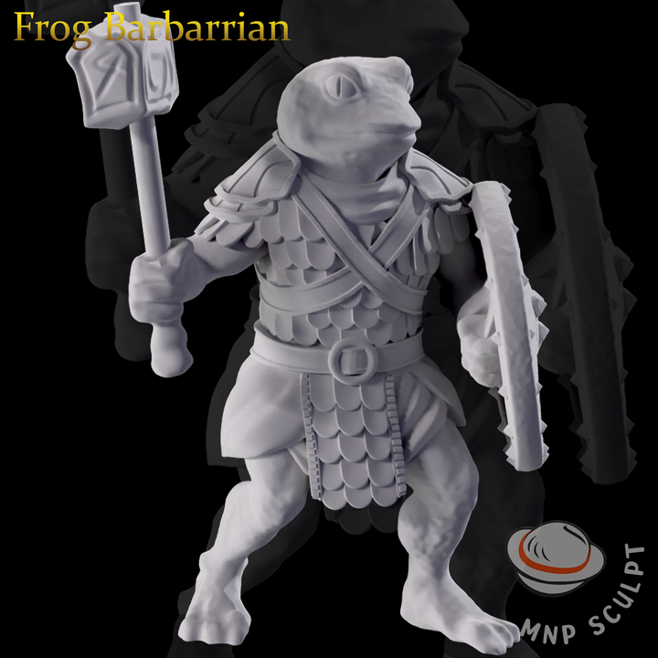 3D Printable Frog (Grung) Barbarrian by MNP Sculpt