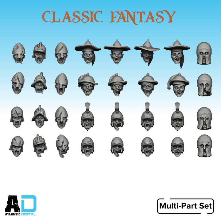 3D Printable Zombies Head Pack by Wargames Atlantic