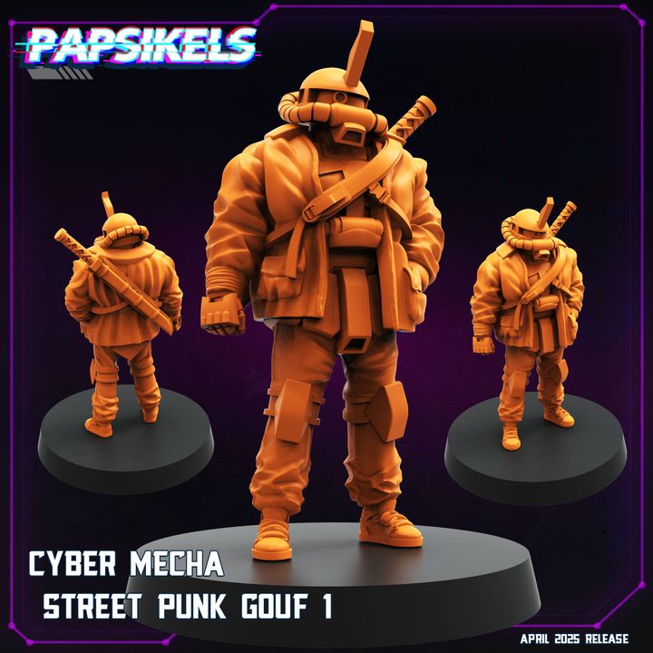 3D Printable CYBER MECHA STREET PUNK GOUF 1 by PAPSIKELS MINIATURES