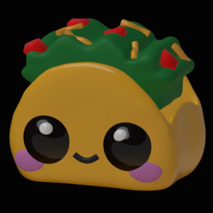 3D Printable Happy Taco Clicky Fidget and Keychain by Tiffany Drewry