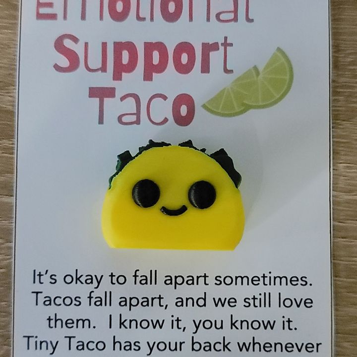 3D Printable Happy Taco Clicky Fidget and Keychain by Tiffany Drewry