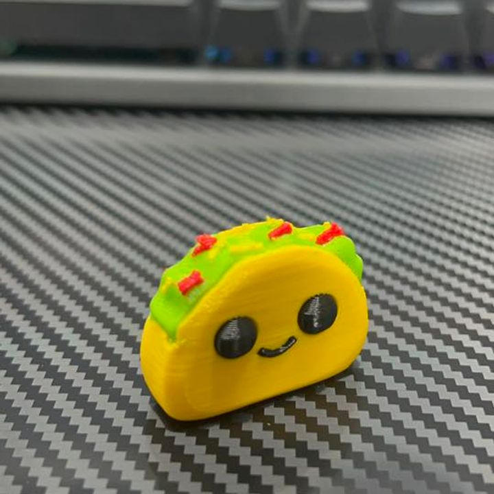 3D Printable Happy Taco Clicky Fidget and Keychain by Tiffany Drewry