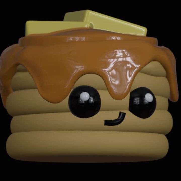 3D Printable Happy Pancakes Clicker Fidget and Keychain by Jambaby Designs