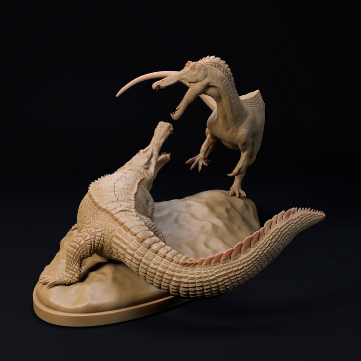 3D Printable Sarcosuchus vs Suchomimus 1-35 scale pre-supported ...