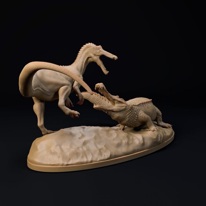 3D Printable Sarcosuchus vs Suchomimus 1-35 scale pre-supported ...