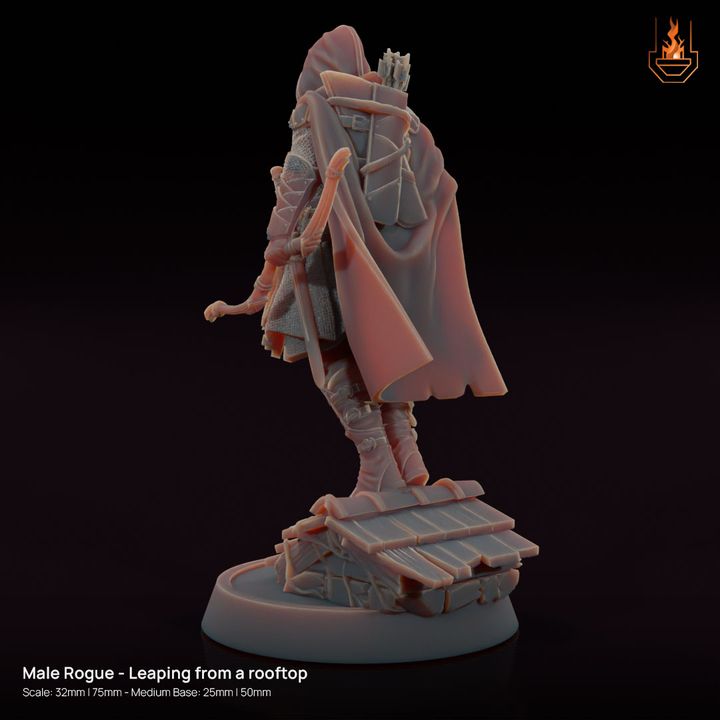 3D Printable Male Rogue - Leaping from a rooftop by Magnetic Foundry