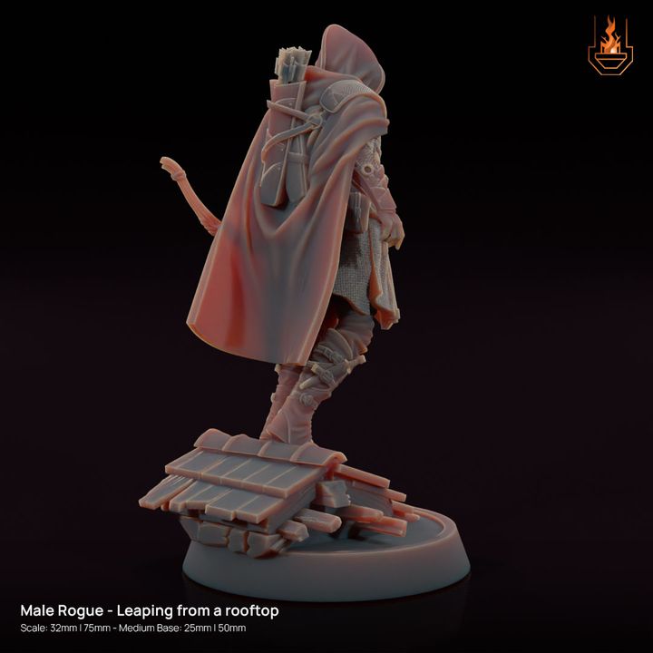3D Printable Male Rogue - Leaping from a rooftop by Magnetic Foundry