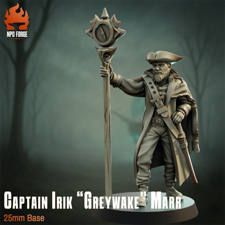 3D Printable Captain Irik "Greywake" Marr - Presupported by NPC Forge