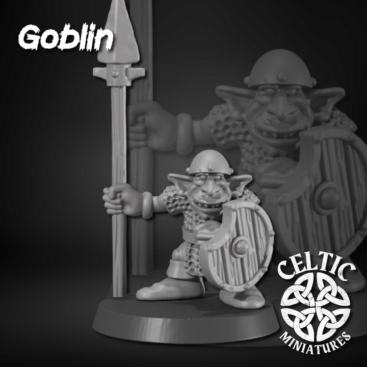 3D Printable Goblins with spears by Celtic Miniatures