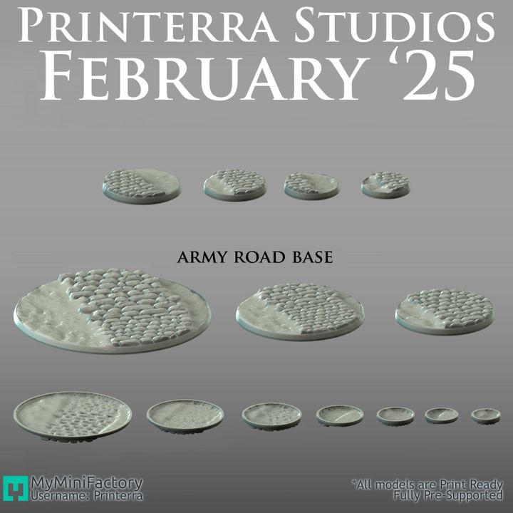 3D Printable 047 BASE Army pavement road by Printerra Studios