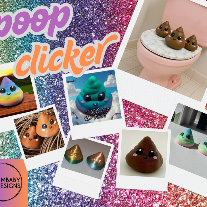 3D Printable Poop Clicker Fidget and Keychain by Jambaby Designs