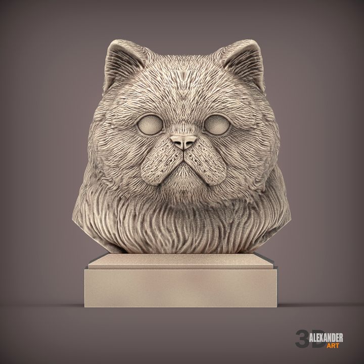 3D Printable Persian cat bust by Alexander3dart