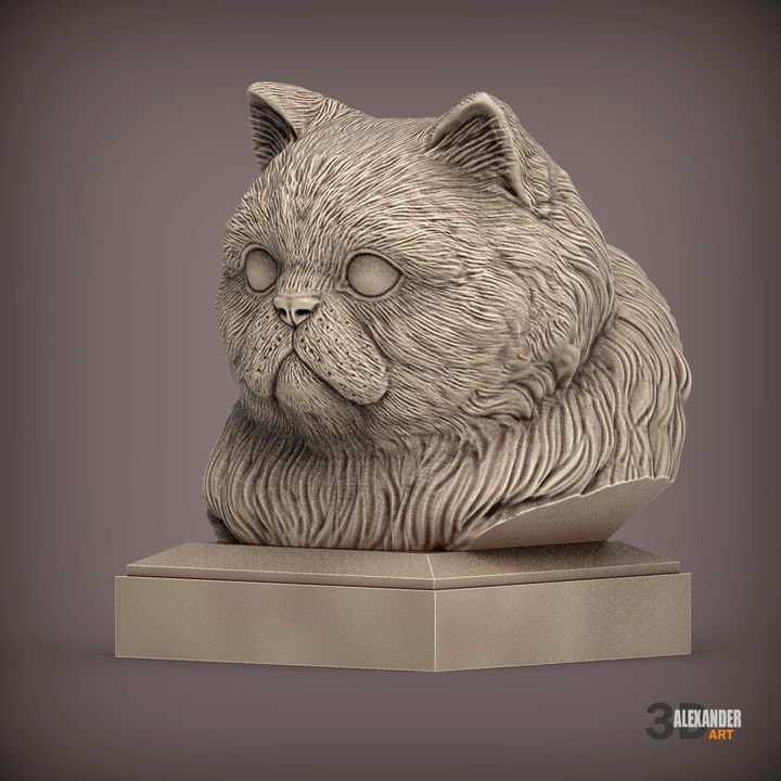 3D Printable Persian cat bust by Alexander3dart