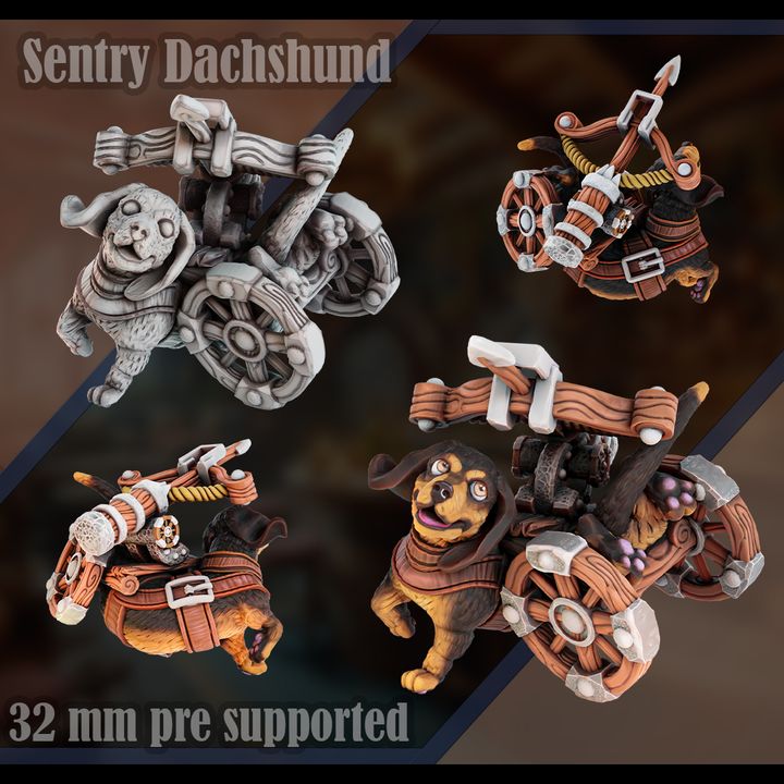 3D Printable Dachshund Sentry by Tainted Saint Miniatures