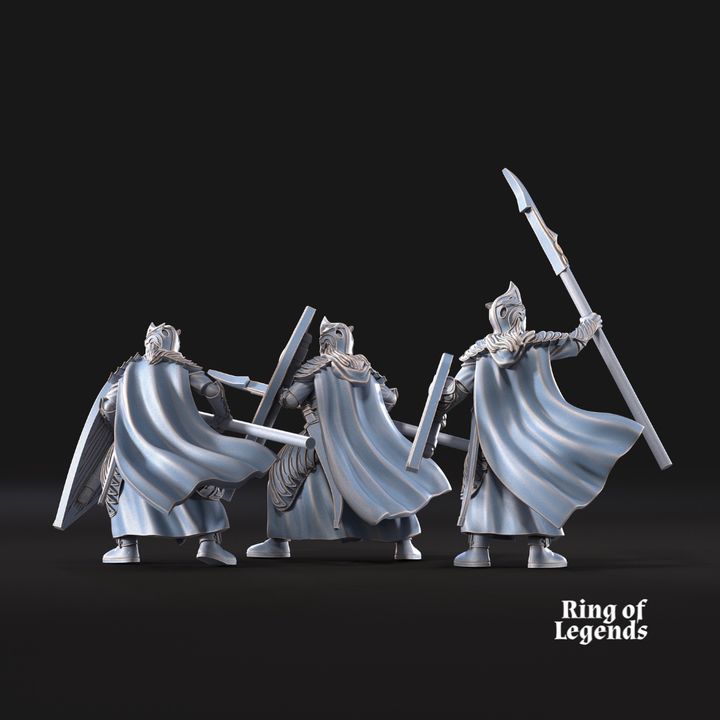 3D Printable 6x Spearmen with opt. shield | Galanthir Elves | Ring Of ...