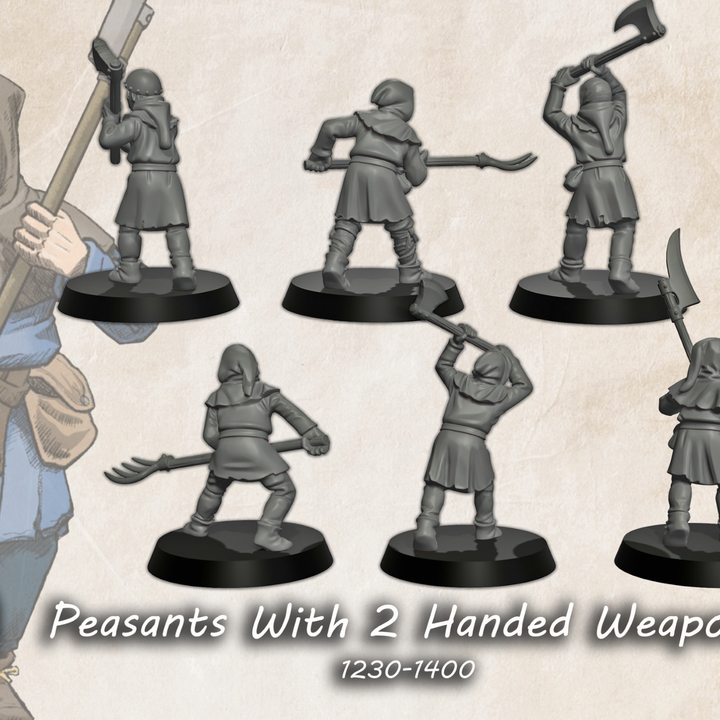 3D Printable Peasants With 2 Handed Weapons (1230-1400) by Medbury ...
