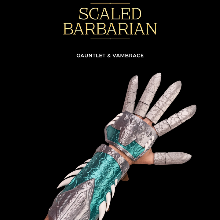3D Printable Scaled Barbarian Gauntlet & Vambrace by Stlflix
