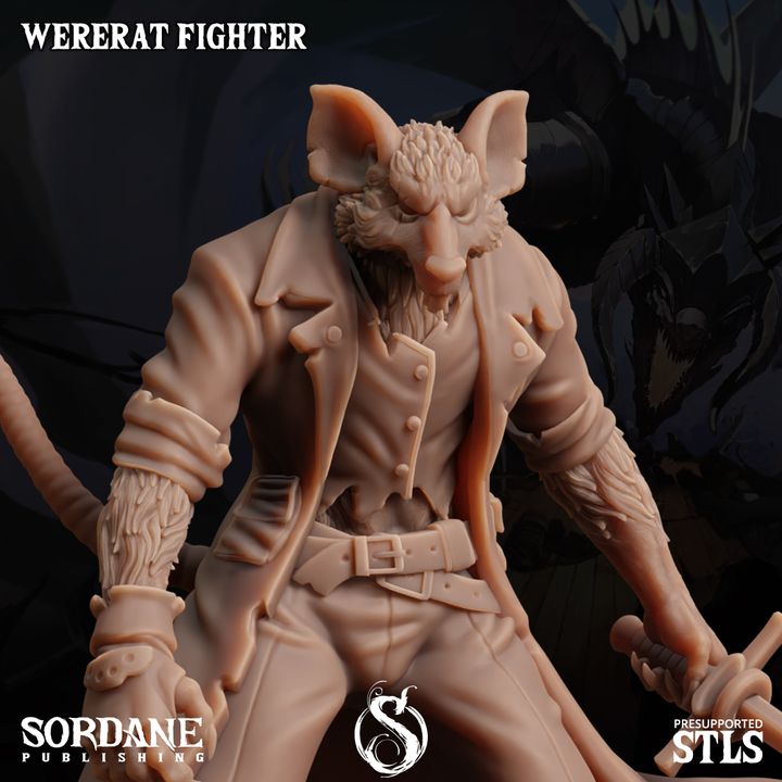 3D Printable Wererat Fighter by Sordane Publishing