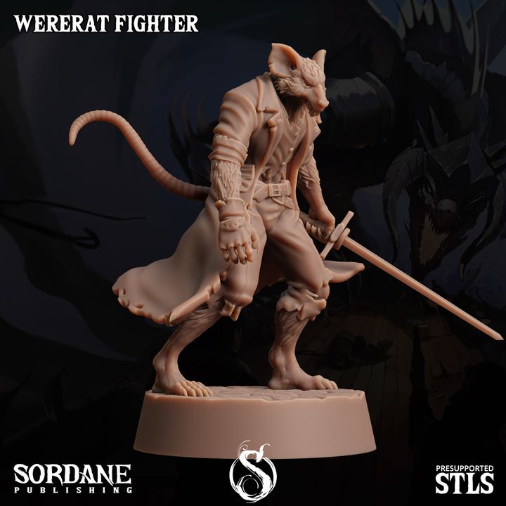 3D Printable Wererat Fighter by Sordane Publishing