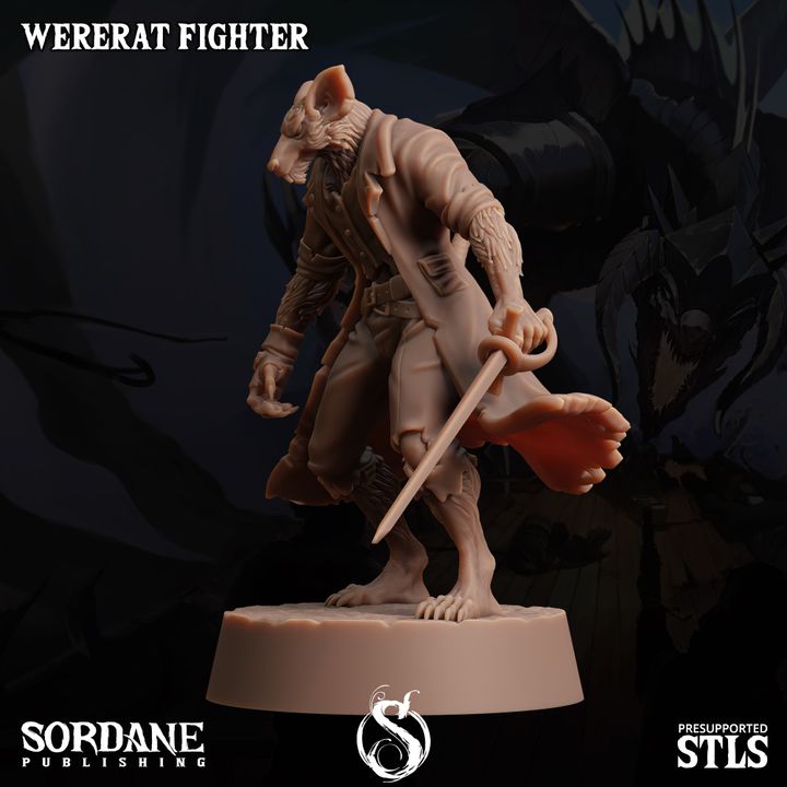 3D Printable Wererat Fighter by Sordane Publishing