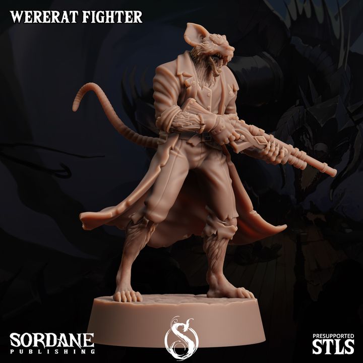 3D Printable Wererat Fighter by Sordane Publishing