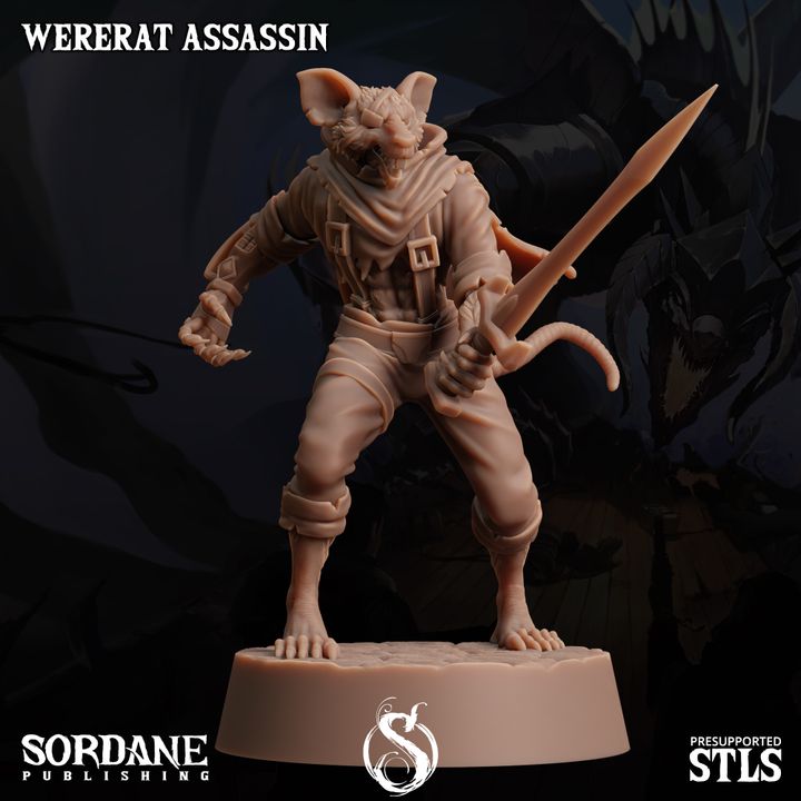 3D Printable Wererat Assassin by Sordane Publishing