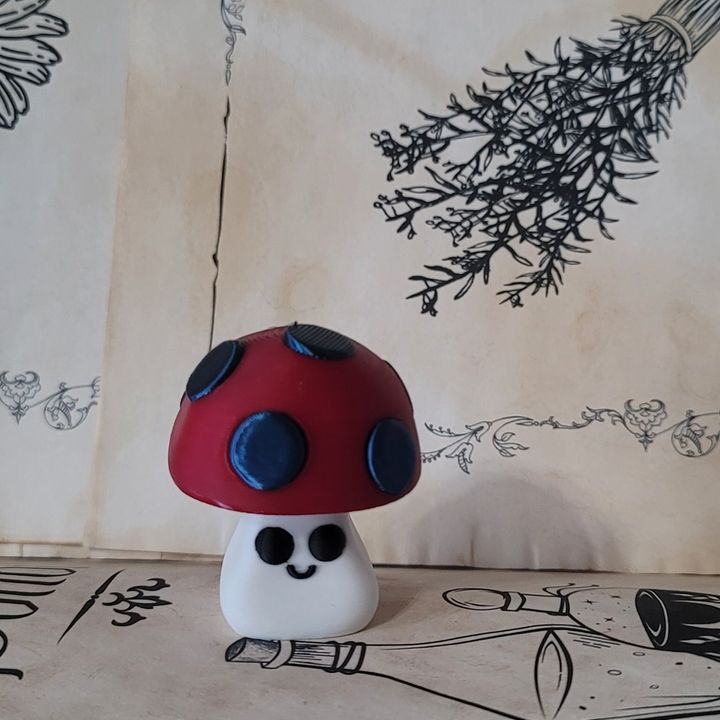 3D Printable Happy Mushy Mushroom Clicky Fidget and Keychain by Tiffany ...